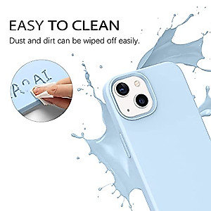 Telaso Compatible with iPhone 13 Case, Liquid Silicone Soft Gel Rubber iPhone 13 Phone Case Slim Fit Cover with Microfiber Lining Shockproof Protective Phone Cases for iPhone 13 6.1 inch, Baby Blue
