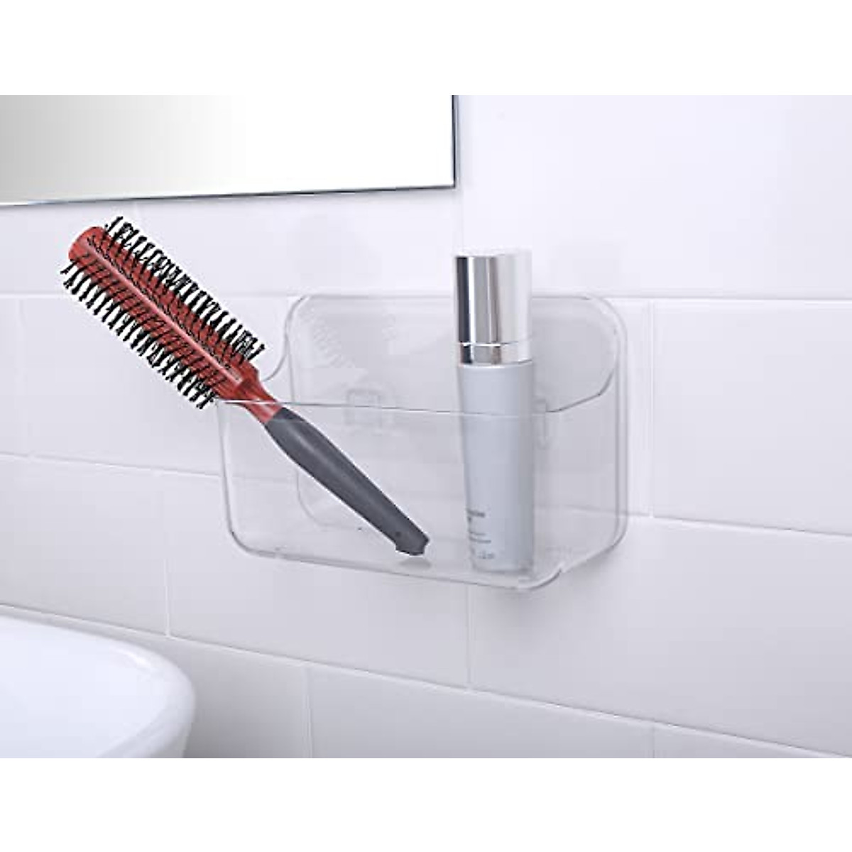 COLINCH Adhesive Wall Mounted Small Storage Organizer Box Without Drilling for Bathroom, Pantry, Kitchen, Laundry, Utility Room, Inside of Cabinet Door - Clear