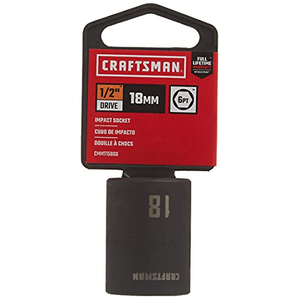 CRAFTSMAN Shallow Impact Socket, Metric, 1/2-Inch Drive, 18mm (CMMT15866)