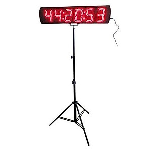 GOODRELIISH 5-inch High Character Large Red Color LED Race Timing Clock with Tripod for Semi-outdoor Countdown/up Timer Running Events IR Remote Control