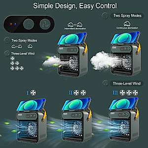 TVOVT Multifunction Portable Air Conditioner: 3-IN-1 Desige USB Powered Desktop Cooler Fan with 2 Spray Modes and 3 Wind Speeds for Home and Office, with Silicone-ice-Tray and Foldable-Funnel