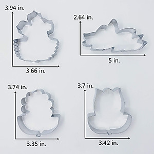 LILIAO Flowers Cookie Cutter Set - 4 Piece - Tulip, Daisy Flower, Kapok and Plaque Biscuit Fondant Cutter - Stainless Steel - by Janka