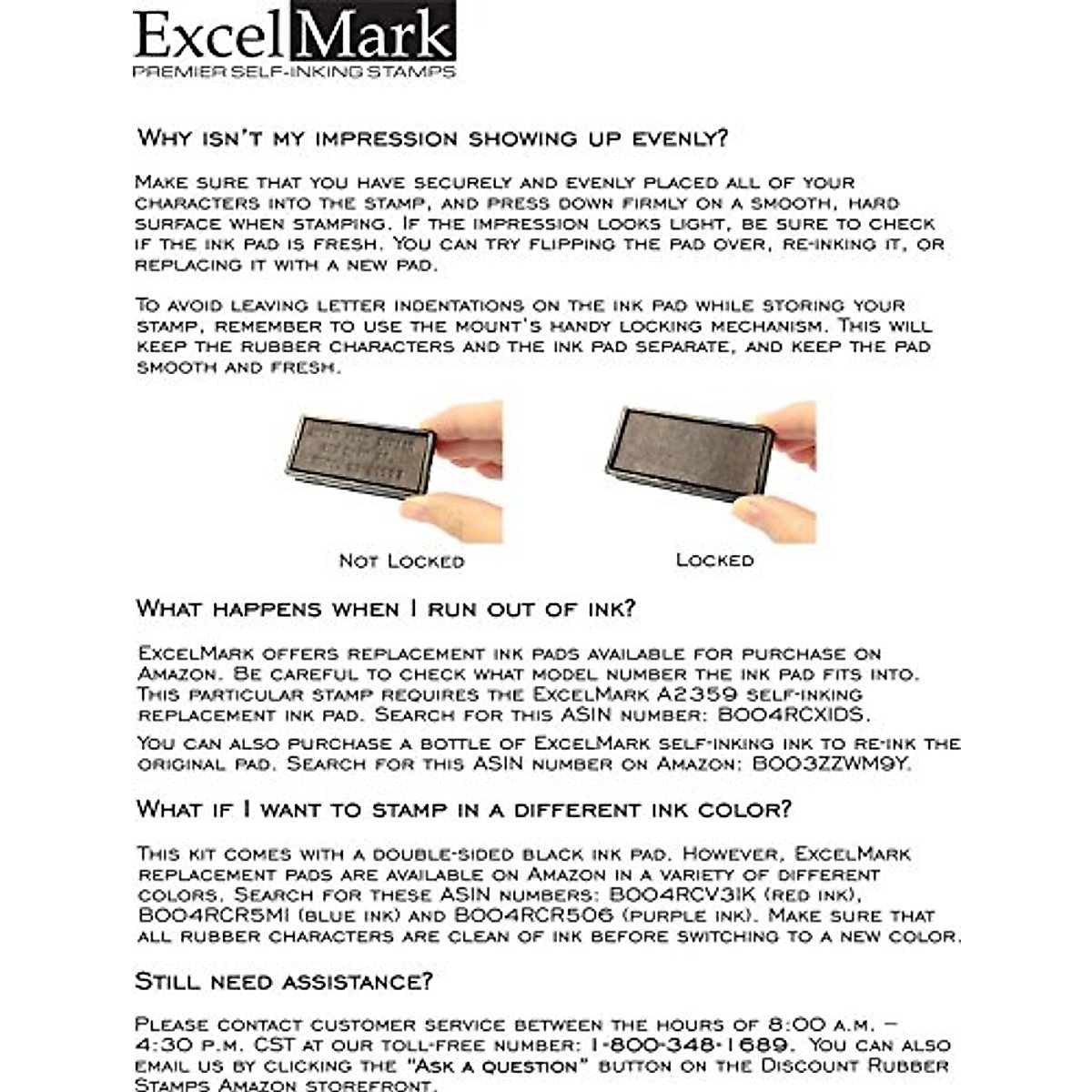 ExcelMark Self-Inking Do It Yourself Stamp Kit - A2359-DIY - Black Ink