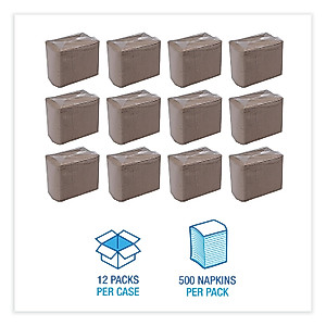 Boardwalk BWK8323K 13 in. x 10 in. 1-Ply 1/4-Fold Lunch Napkins - Kraft (500/Pack, 12 Packs/Carton)