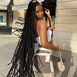 7 Packs Soft Locs 36 inch Goddess Locs Faux Locs Crochet Hair for Black Women Whole Strand Pre-looped Long New Locs Crochet Natural Black Locs Curly Braiding Hair Extension