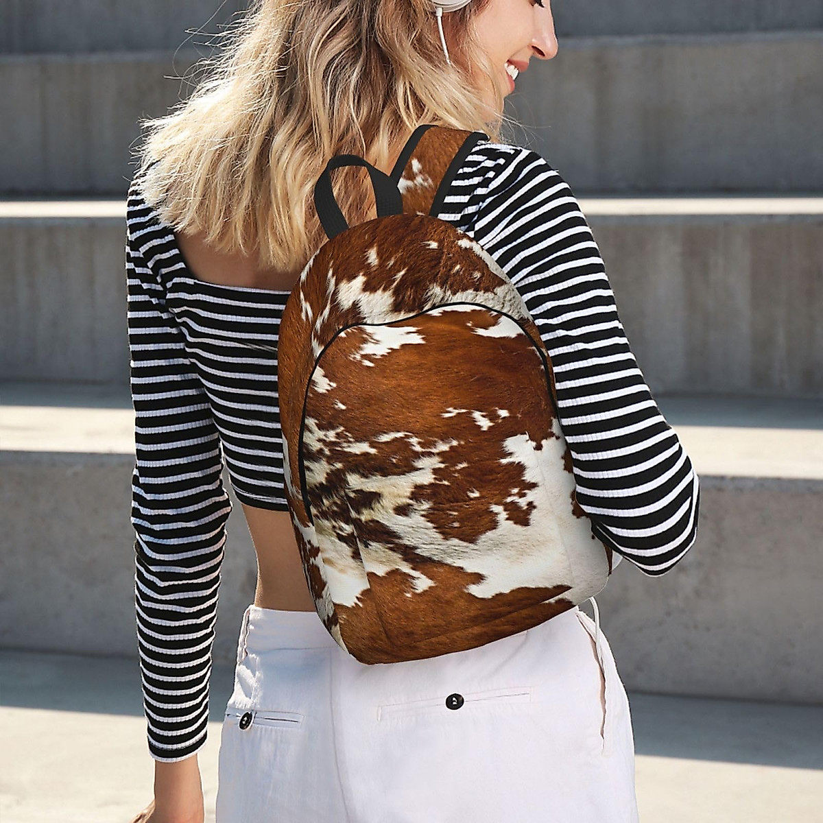 VGFJHNDF Red and white cowhide print Canvas Backpack,Canvas Backpack for Any Adventure