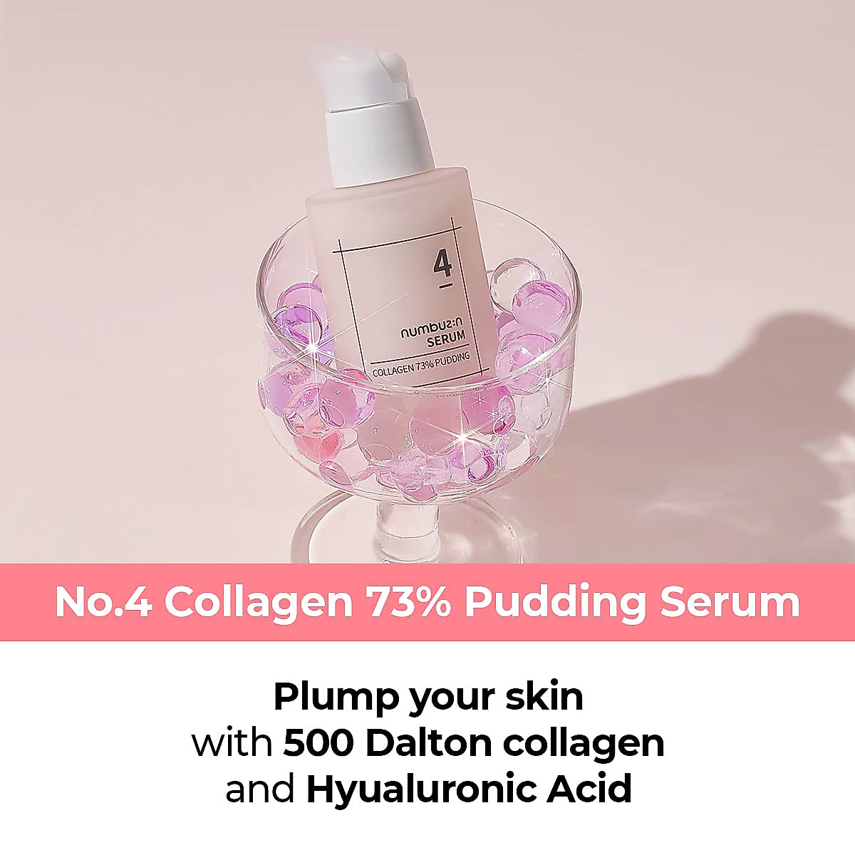 numbuzin No.4 Collagen 73% Pudding Serum | Pudding Serum for Wrinkles, Aging, Dull, Loose Skin, Ultra-Low Molecular Collagen, Elastin, Hyaluronic Acid, Niacinamide | Korean Skin Care | 1.69 Fl Oz