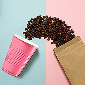 Party Hotteron [50 Count - 12 oz] Disposable Plastic Party Cups 12 oz Pink Red Black 50 Count Plastic Drinking Cups for Party (Pink, 50)