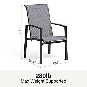 Dulce Domi Patio Chairs Set of 4, Rust-Free Outdoor Chairs W/Metal Slat Finish, 2x1 Textilene Dining Chairs Set of 4, Patio Chairs L23”xW22”xH38” Max Weight 280 Lbs