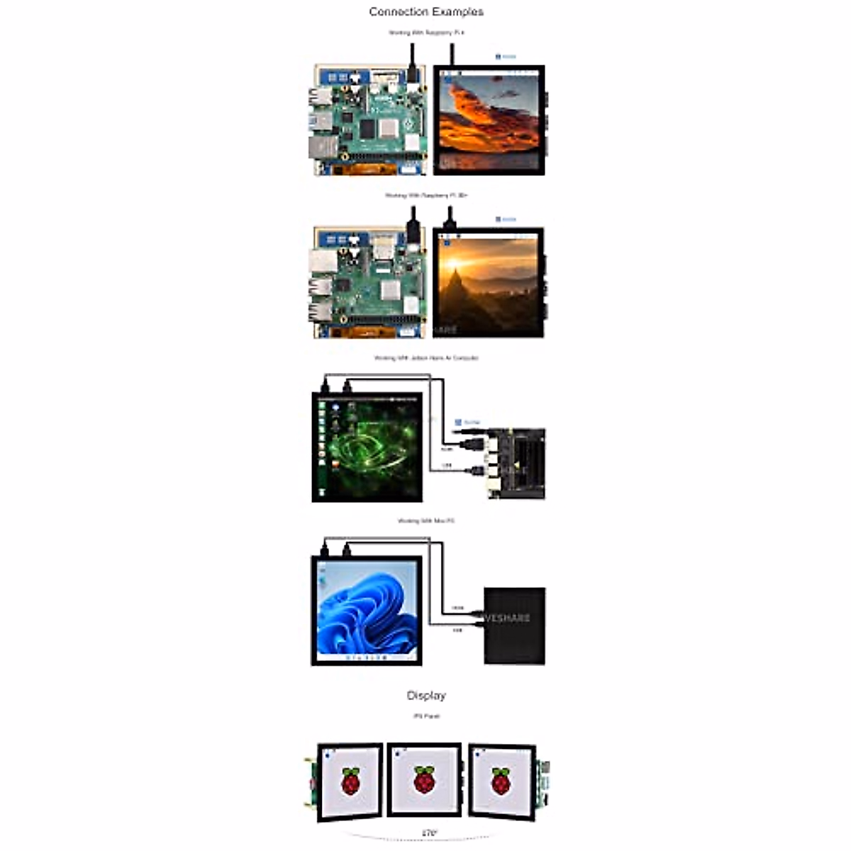 XYGStudy 4inch HDMI Capacitive Touch IPS LCD Display (C) Screen Resolution 720×720 Compatible with All Versions of Raspberry Pi 4 3 Jetson Nano AI PC Windows 11/10 / 8.1/8 / 7