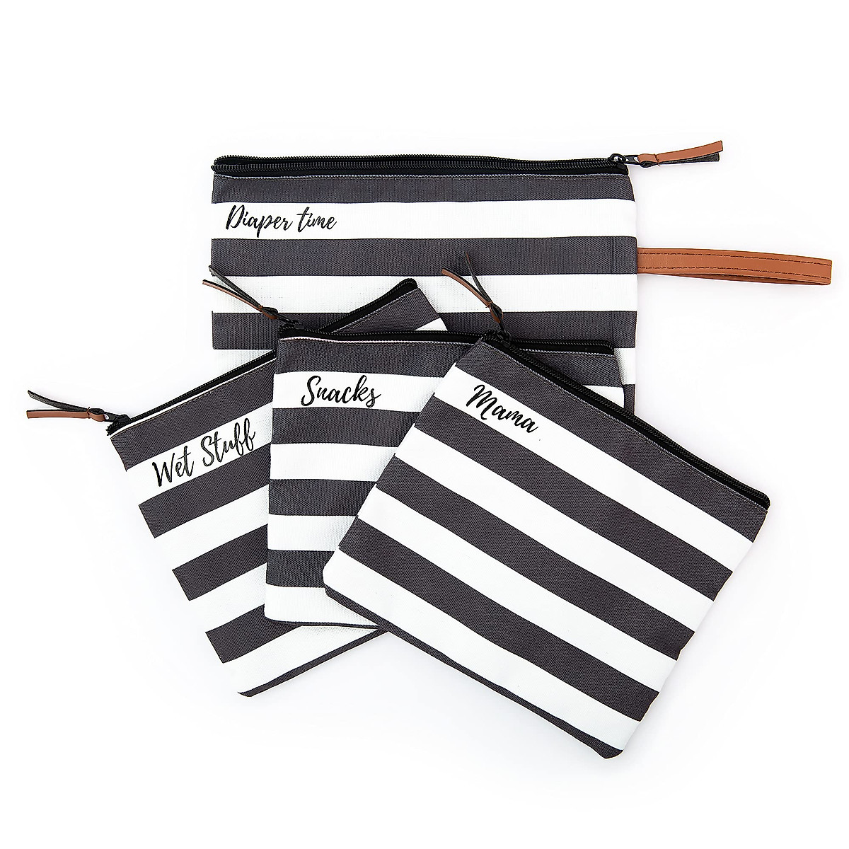 Diaper Bag Organizer Insert-Set of 4 Labeled Diaper Bag Organizing Pouches -Waterproof Packing Cubes for Diaper Bag- Diaper Bag Packing Cubes with Wet Bag Included-Diaper Bag Inserts Organizer