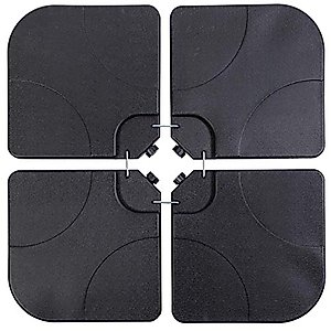 Sunnyglade 4PCS 176LB Square Shaped Water Or Sand Filled Umbrella Base Cantilever Offset Patio Market Umbrella Base Stand with U Locking (Black)