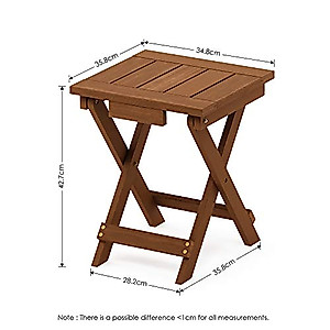 Furinno FG18556 Tioman Hardwood Patio Furniture Outdoor Folding Table Small, Natural