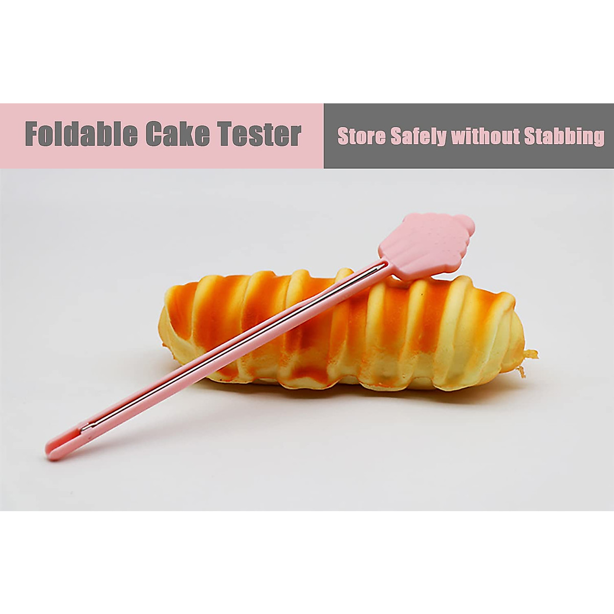 Foldable Cake Tester for Baking Doneness Stainless Steel Needle Stick, Safe to Use, Folding Pasta Muffin Bread Tester, Baking Accessory