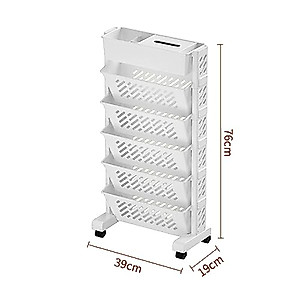 Yaslayp 6 Tier Mobile Bookshelf,Moveable Unique Bookcase with Mobile Bookshelf with Wheels,Floor Standing Multi-Layer Bookshelf Organizer Suitable for Studying in Bedrooms(6 Tier)