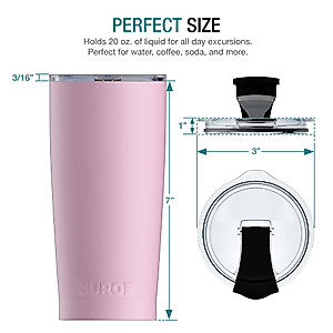 JURO Tumbler 20 oz Stainless Steel Vacuum Insulated Tumblers w/Lids and Straw [Travel Mug] Double Wall Water Coffee Cup for Home, Office, Kitchen Outdoor ideal for Ice Drinks/Hot Beverage - Pink