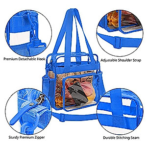 BAGAIL Clear Bag Stadium Approved Tote Bag with Front Pocket and Adjustable Shoulder Strap (Blue)