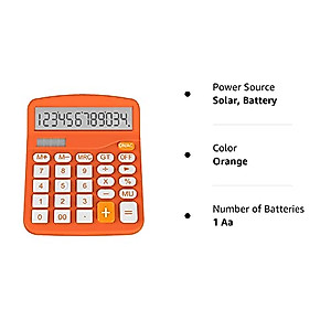 Helect Calculator, Standard Function Desktop Calculator (Orange)