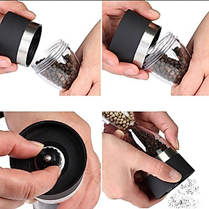 SAHKGYE Salt And Pepper Mill Grinder Set 2 in 1 Salt & Peppercorn Shaker Mill Double Head Refillable Spice Grinder with Ceramic