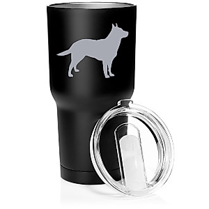 Smooth Body Tumbler Stainless Steel Vacuum Insulated Travel Mug Cup Gift Australian Cattle Dog (30 oz, Matte Black)