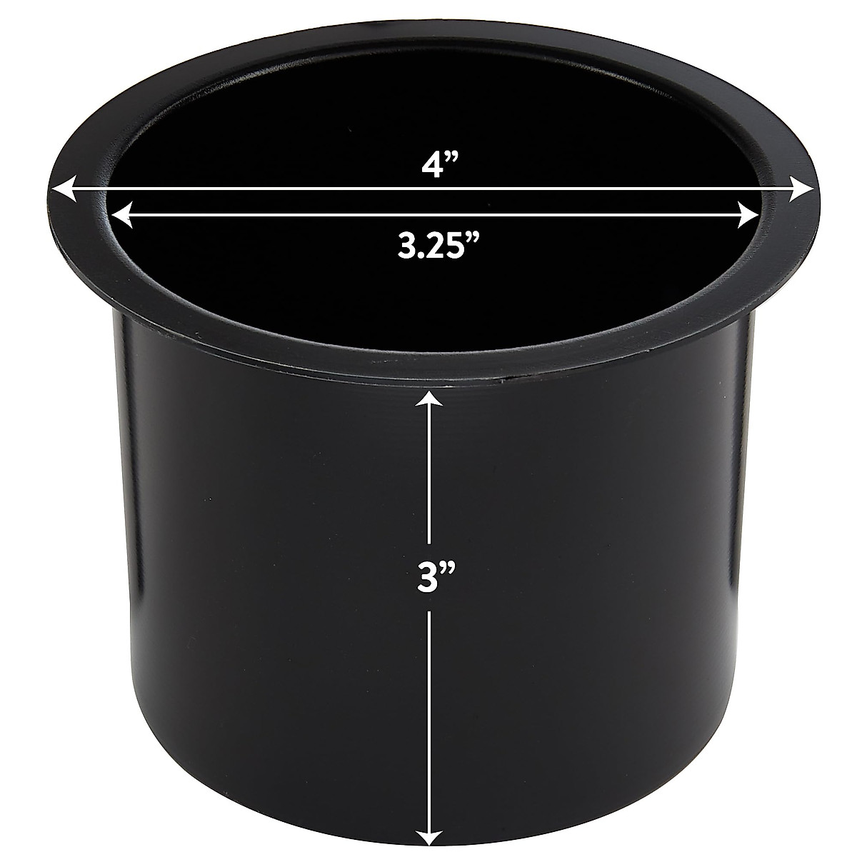 Brybelly Poker Table Cup Holder Inserts - Durable and Rust-Proof, Drop-in Table Cup Holder for 3.375" Hole - 3" Deep with 3.25" Inside Diameter - Vivid Black Aluminium, Pack of 10