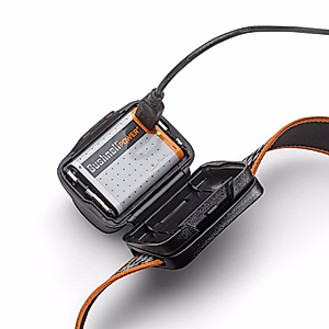Bushnell Power+ 500L LED Headlamp - Flexible Power, Water Resistant, Rechargeable, Adjustable Band, Red Mode
