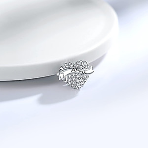 CLYQCL Birthstone Charms 925 Sterling Silver Love Heart Beads Fit Pandora Charms Bracelet, Fit Mother's Day Christmas Birthday Gift