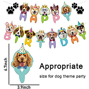 Dog Birthday Banner Dog Birthday Decoration, 17 Pieces Dog Face Birthday Party Banner Dog, Face and Paw Print Happy Birthday Banner