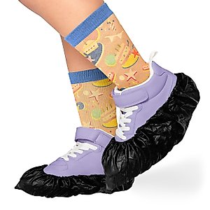 ABC Black Disposable Shoe Covers for Indoors, 6 x 12.5 inch. 100 Pack CPE Surgical Boot Covers Disposable. Shoe Booties Disposable with Elastic Band. Waterproof Disposable Foot Covers for Shoes