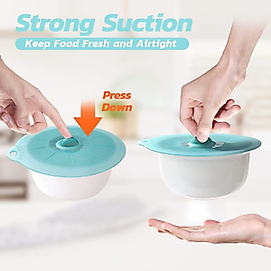 Silicone Lids for Food Storage - Silicone Bowl Covers BPA Free Silicone Suction Lids Silicone Microwave Cover Silicone Pot Covers for Cups Pots Pans Oven Fridge