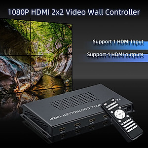 Mcbazel HDMI Video Wall Controller 2x2, HDMI Video Image Processor 1080P@60HZ Screen Splicing Support 8 Display Modes - 4x1, 3x1, 2x1, 2x2, 1x4, 1x3, 1x2, 1x1