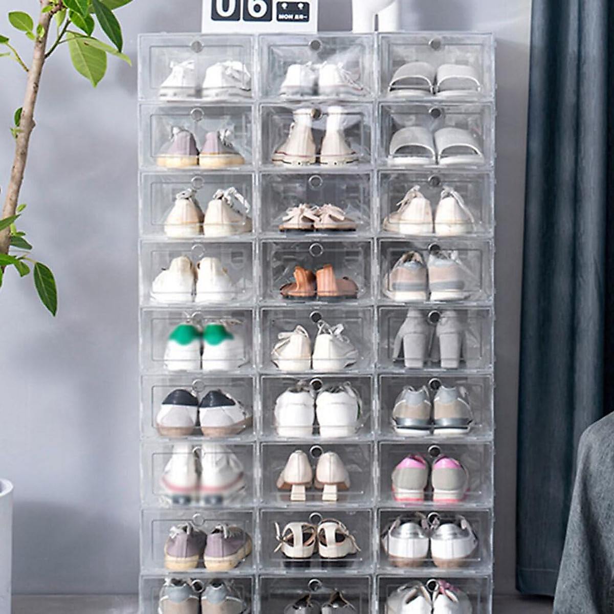 Homoyoyo 4pcs Sneaker Containers Organizer for Cabinets Sneaker Storage Shoe Pp Wall Bracket