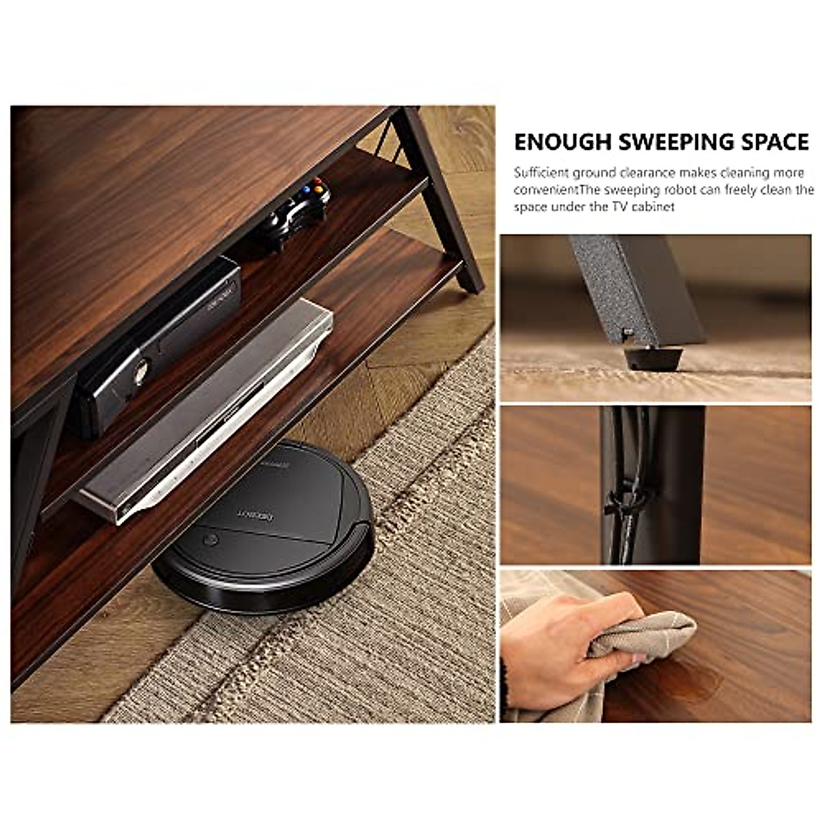 FITUEYES Wood TV Stand with Mount for 32-65 Inch TVS Entertainment Center with Mount for LCD/LED Flat Curved Screens - Height Adjustable, Cable Management, Open Storage, Walnut, VESA 600x400mm