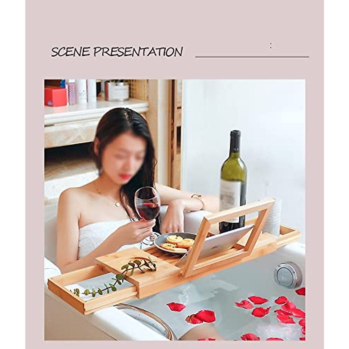 GANFANREN Extendable Bathtub Tray Shelf Bath Tub Tray Spa Bathtub Book Wine Tablet Holder Bathtub Bathroom Accessories