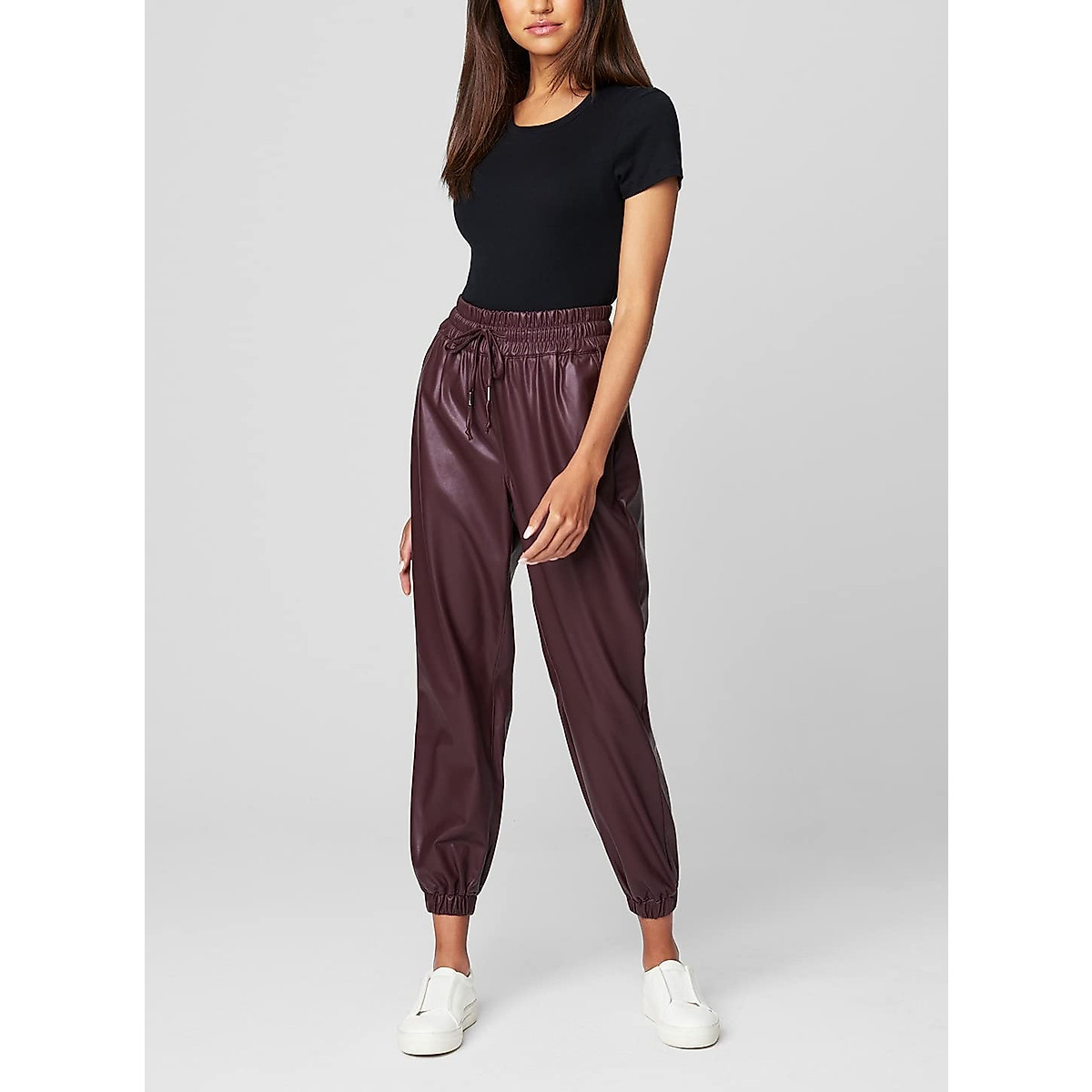 [BLANKNYC] Women's Vegan Leather Jogger, Grape Shake, Medium