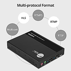 SIIG H.265 H.264 HDMI IPTV Encoder 1080p 60Hz, Loopout, Audio Extraction/Embedding, GUI, Live Stream/Broadcast to YouTube, Facebook, Twitch, VLC Software, etc, RTSP, RTMP, RTMPS, HLS, Multicast