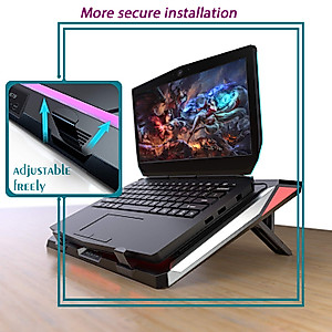 IETS GT300 Double Blower Laptop Cooling Pad for 14-17 Inch Gaming Laptop, Cooler Pad with Dust Filter, Flexible Rubber Ring, Colorful Lights,Adjustable Mount Stand,Third Gear Speed