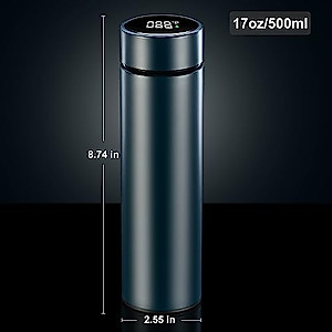 PARACITY Coffee Thermos with LED Temperature Display, 17 oz Double Wall Vacuum Insulated Metal Water Bottle, Thermos for Hot Drinks, Stainless Steel Water Bottle Keeps Hot for 12 Hrs, Cold for 24 Hrs