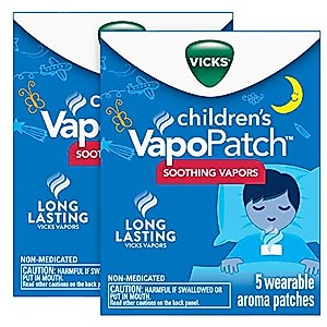 Vicks Children's VapoPatch, Wearable Mess-Free Aroma Patch, Soothing & Comforting Non-Medicated Vicks Vapors, For Children Ages 6+, 5ct (Pack of 2)