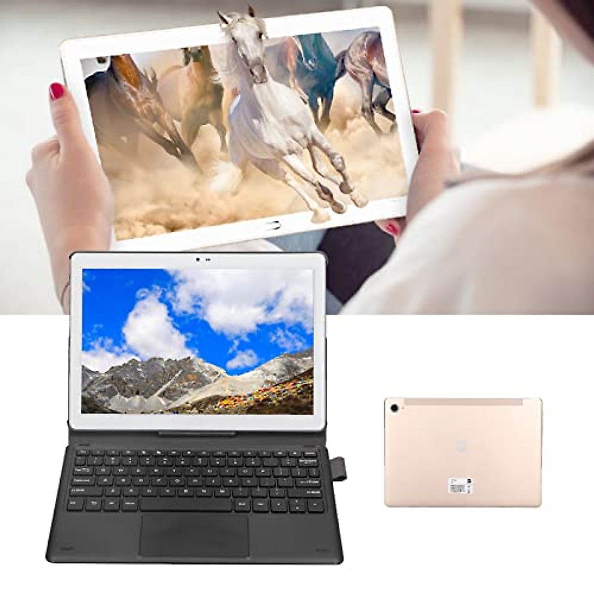 Glasses Free 3D Tablet,10.8in 128G 2.5K HD Display Tablet with Smart Switching Technology from 2D Convert to 3D,4G RAM,128G ROM,G Sensor,5MP Front and 13MP Rear Dual Camera,Touch Screen(US Plug)