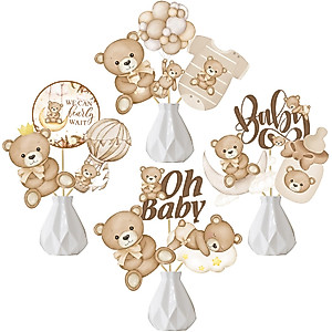 30Pcs We Can Bearly Wait Centerpiece Sticks Teddy Bear Baby Shower Decorations Bear Table Toppers Bear Baby Shower Table Centerpieces for Oh Baby Bear Birthday Party Supplies