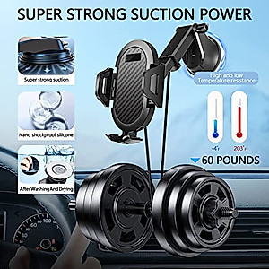 Lusosh Universal Car Phone Holder Mount,[Off-Road Protection&Military-Grade Suction] Hands Free Dashboard Windshield Air Vent Phone Holder for Car Fit for All Smartphones