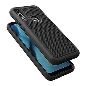 MDCN for Moto e (2020) Case, Motorola E (2020) Case with HD Screen Protector, Dual Layer Heavy-Duty Military-Grade Armor Defender Protective Phone Case Cover for Motorola Moto e (2020) (Black Armor)