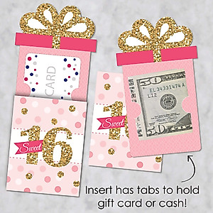 Big Dot of Happiness Sweet 16-16th Birthday Party Money and Gift Card Sleeves - Nifty Gifty Card Holders - Set of 8