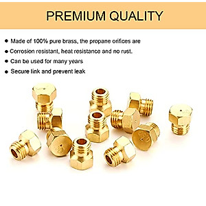 THYULIFE 12 Pack Grill Propane Gas Orifice Nozzle Conversion Kit - DIY Burner Brass Jet Nozzles Replacement Parts for Weber and Most Brands Grills, Easy to Drill Out, Orifice Size 0.5mm, M6x0.75mm
