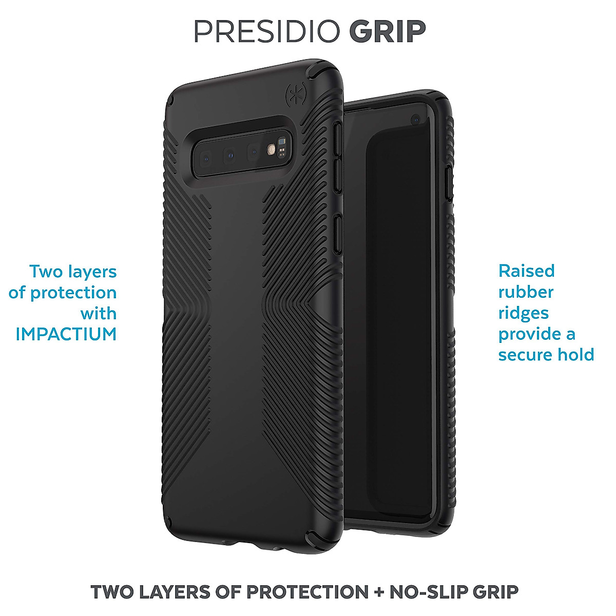 Speck Presidio Grip Samsung Galaxy S10 Case, Black/Black