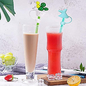 Silicone Straw Tips Cover 8 Pack Cute Silicone Reusable Drinking Straw Tips Lids Dust-Proof Straw Plugs for 1/4inch(6-8mm) Straw Tips for Decor Outdoor