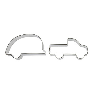 Lets Go Camping! Cookie Cutter 2 Pc Set – Camper, Pickup Truck Cookie Cutters Hand Made in the USA from Tin Plated Steel