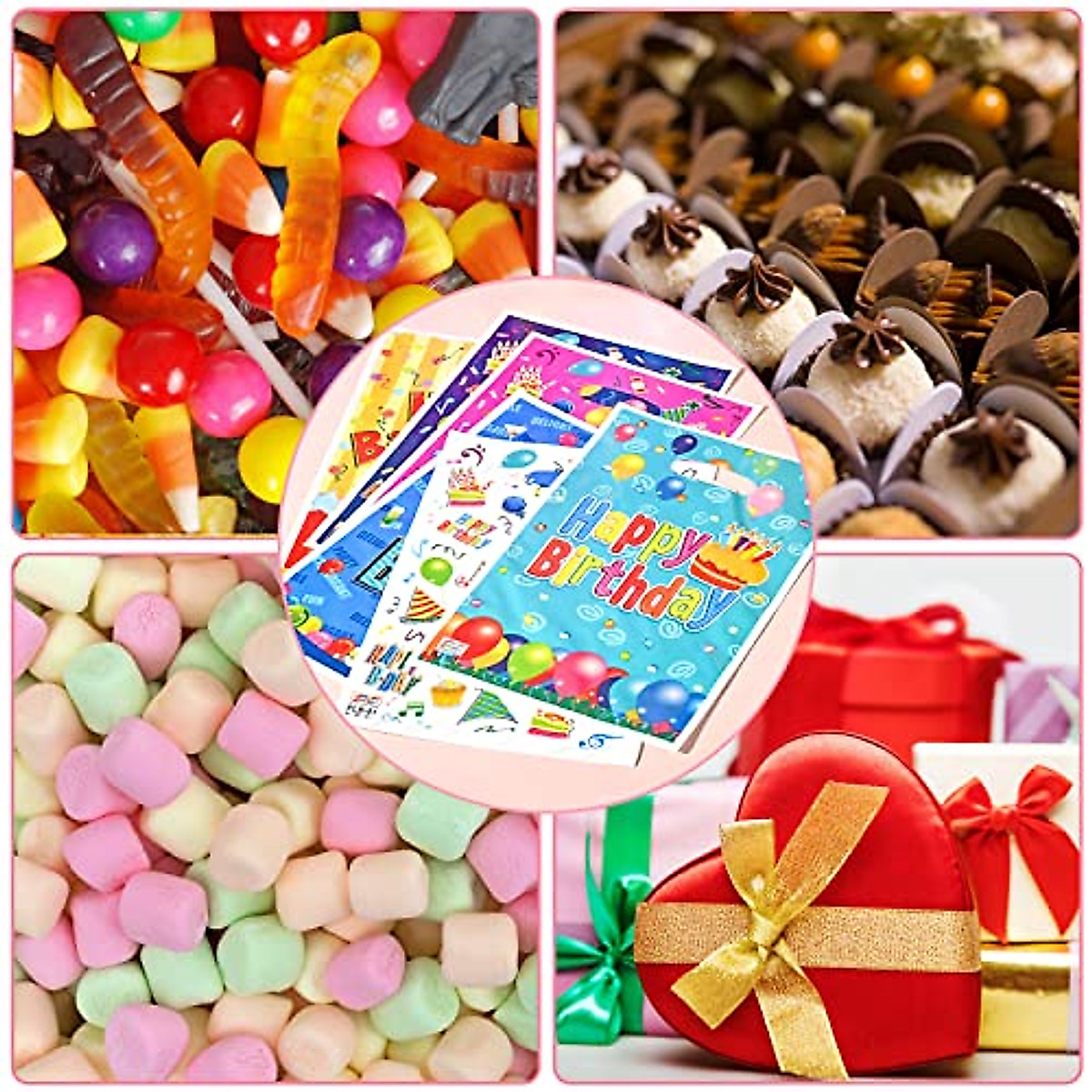 DaiUni 60 PCS Birthday Party Favor Bags Goodie Bags Treat Bags with Handles for Kids Birthday