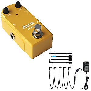 AZOR Pedal Power Adapter with Vintage Fuzz Guitar Effect Pedal with True Bypass Mini Pedal
